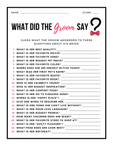 87 What Did the Groom Say Game & Questions (Free Templates)