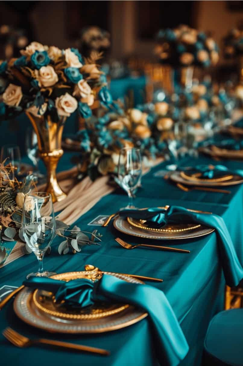 Luxurious Teal and Gold Wedding Theme Ideas for Opulence