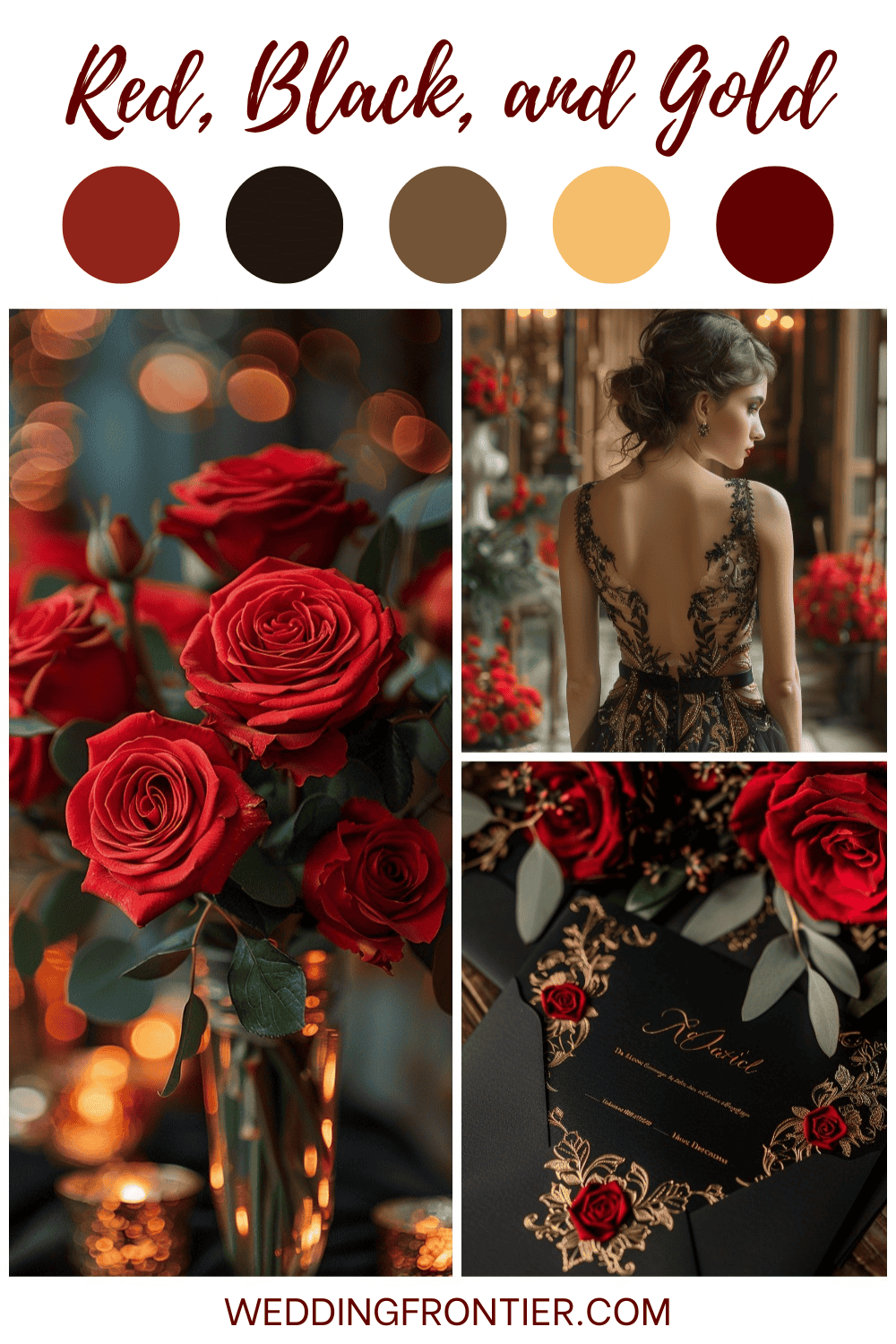 Luxurious Red Black and Gold Wedding Theme Ideas for Glamour